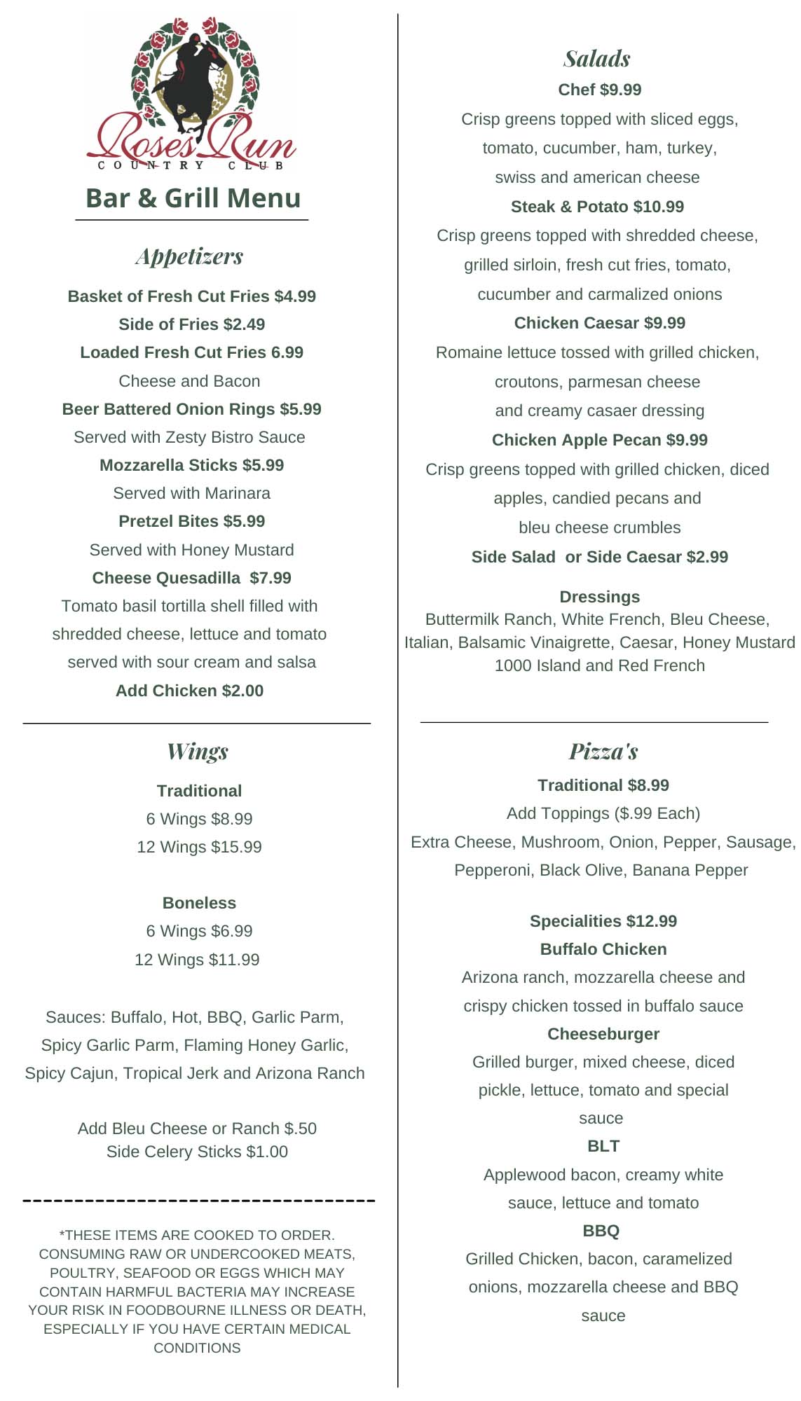Bar & Grill - Roses Run Country Club