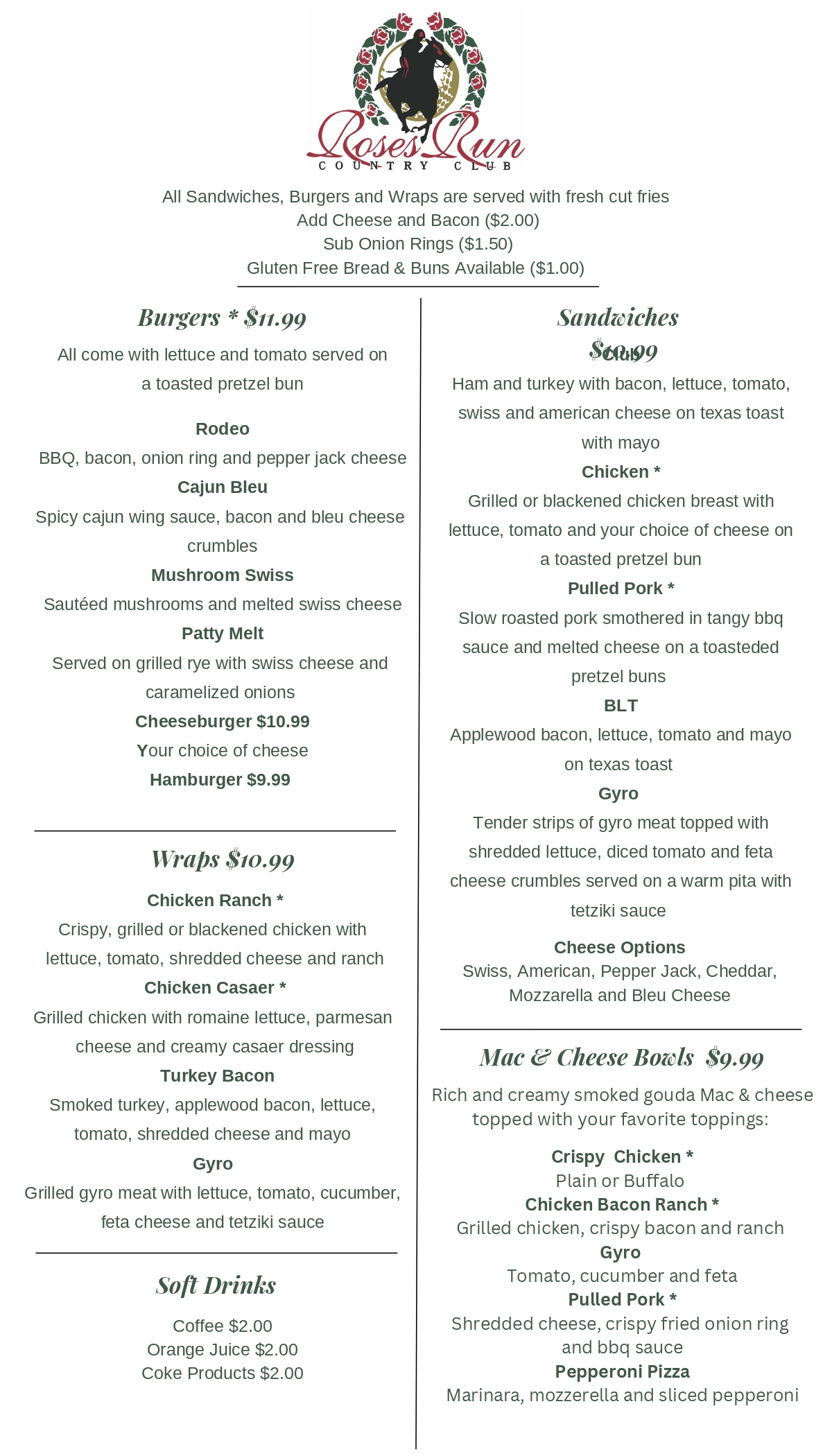 Bar & Grill - Roses Run Country Club