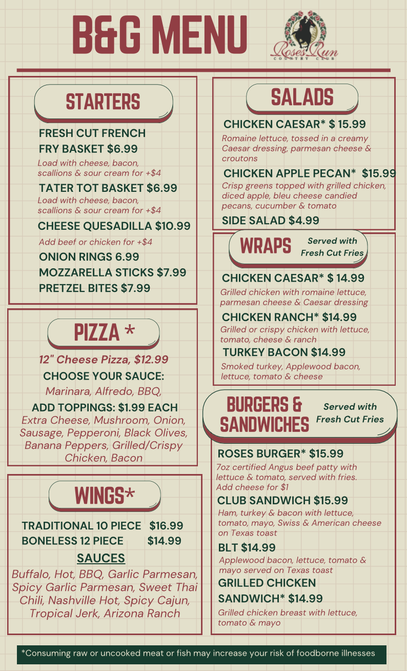 Bar & Grill - Roses Run Country Club